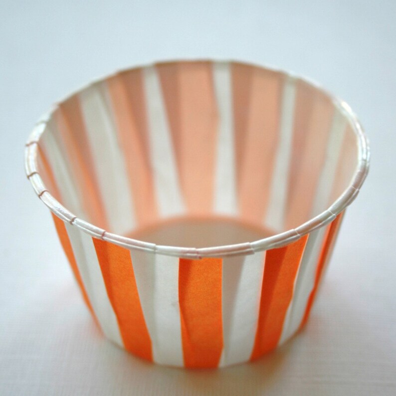 Stiped Nut or Portion Paper Baking Cups - Orange and White - Set of 24 ...
