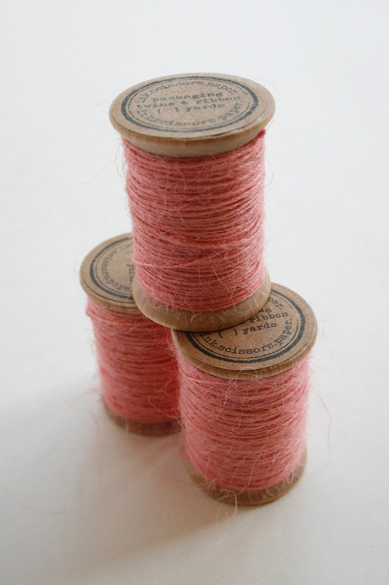 Burlap Twine 30 Yards on Wooden Spool Blossom Pink Color - Etsy