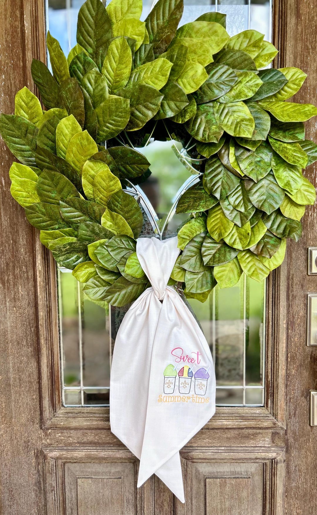 New Orleans Snowball Wreath Sash: Embroidered Linen Summer Decor - Etsy