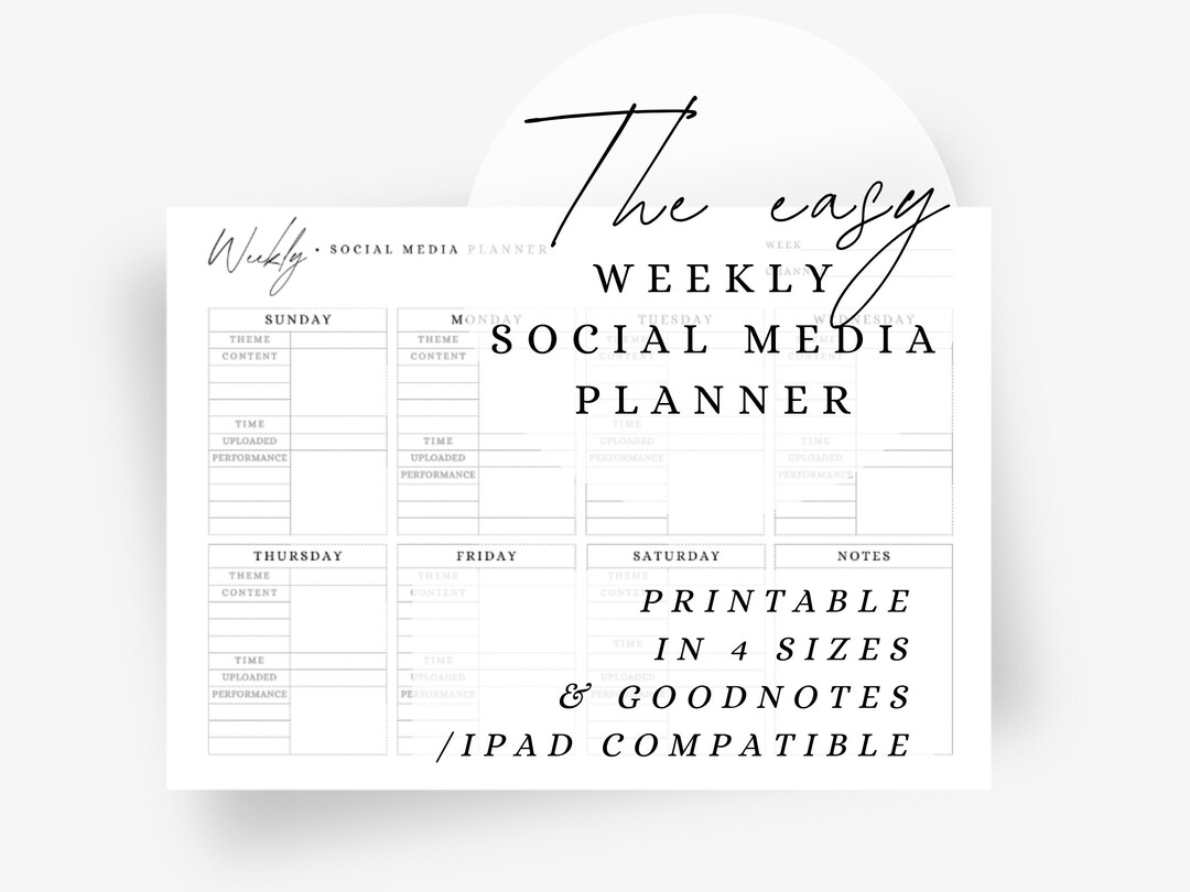 Weekly Social Media Planner Social Media Posting Schedule, Social Media ...