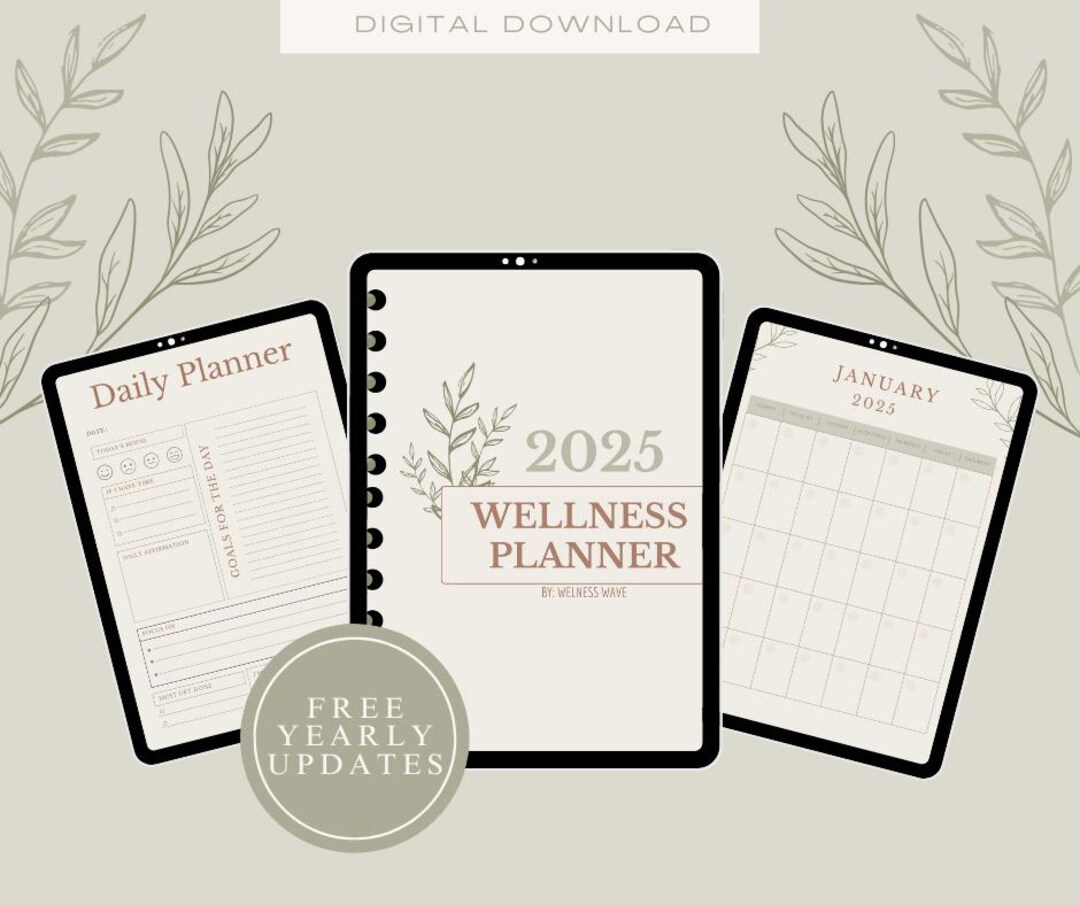 2025 Digital Wellness Planner | Wellness Tracker, Calander Tracker ...