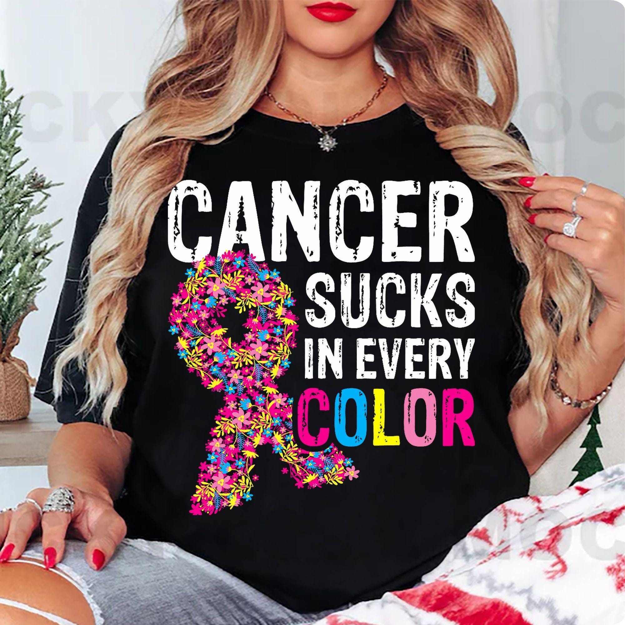 Fight Cancer in All Color Png Bundle, Cancer Awareness Shirt Design PNG ...