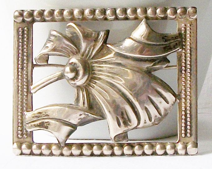 Vintage Sterling Brooch, Sterling Silver Brooch, Large Square Brooch - Etsy