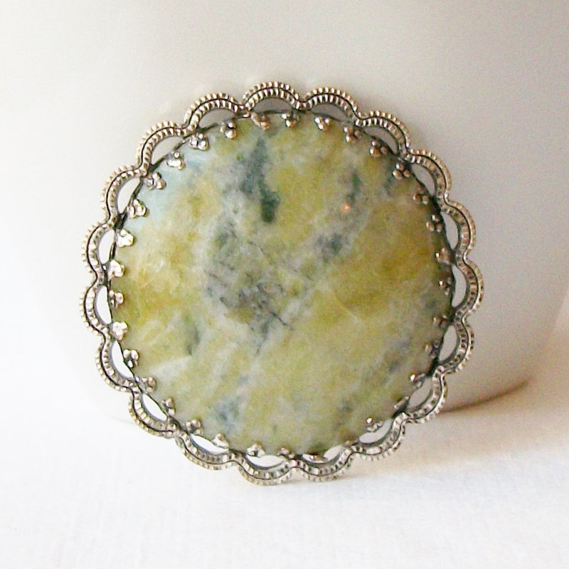 Green Stone Brooch - Etsy