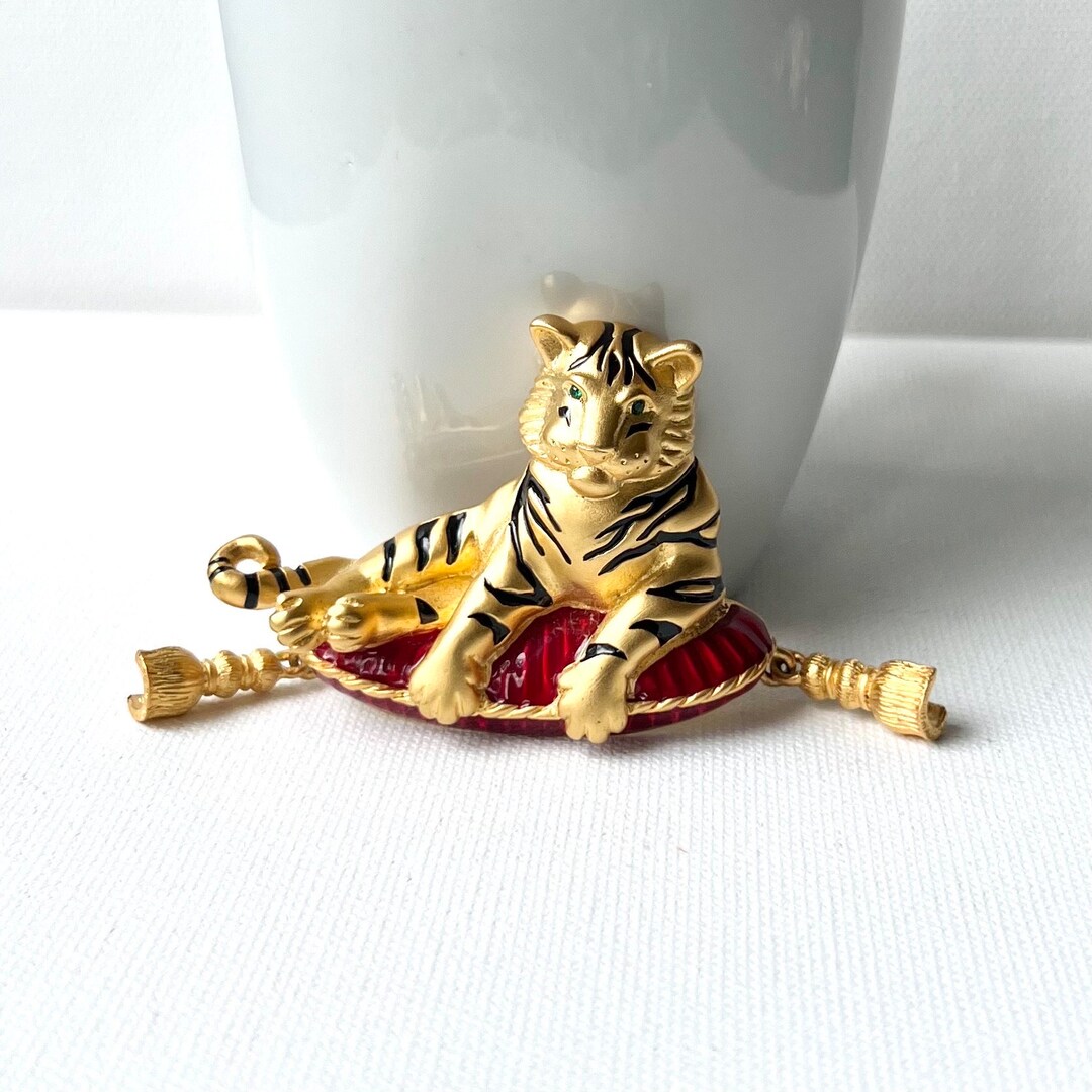 Vintage Bob Mackie Tiger Brooch - Etsy