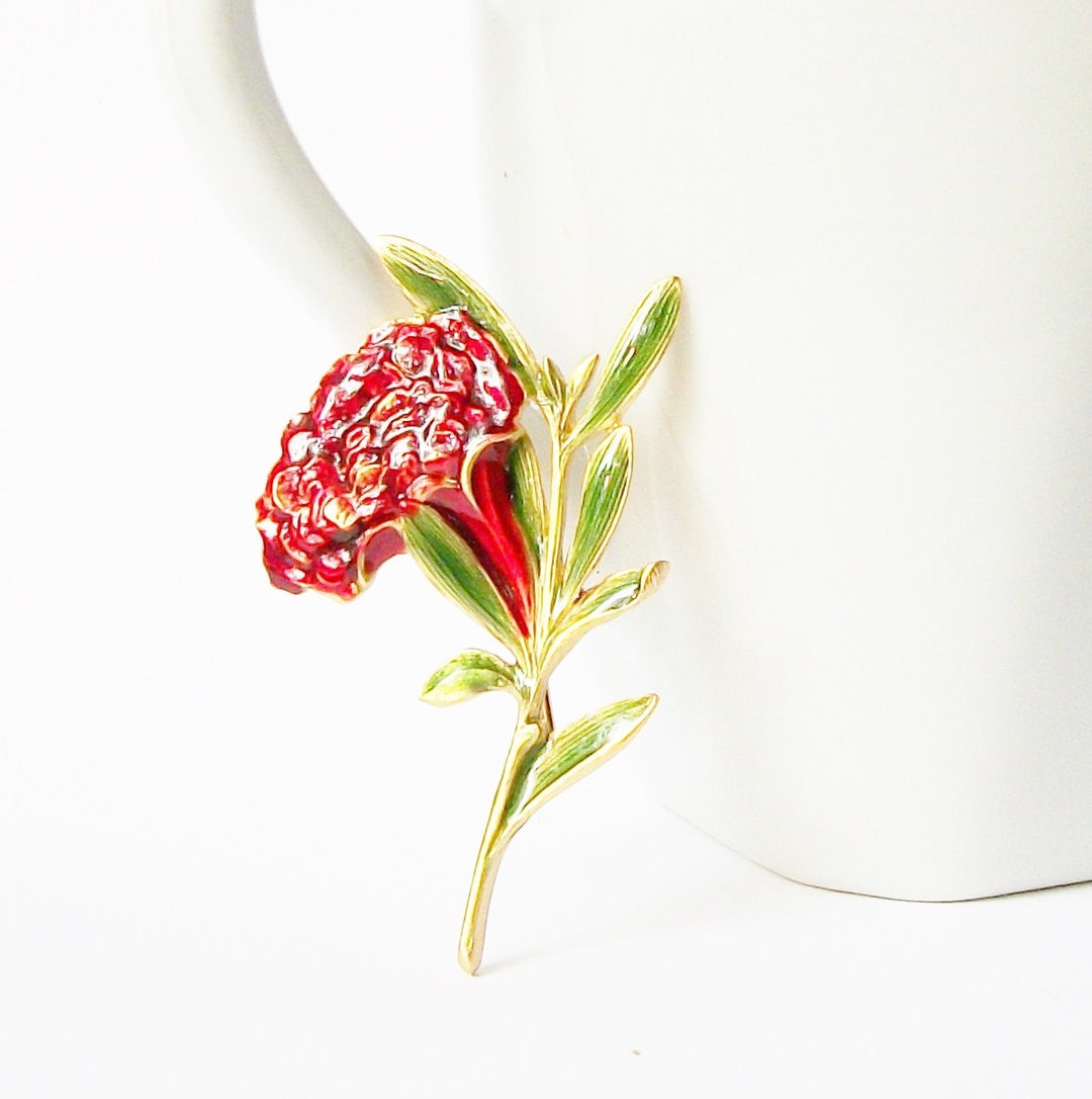 Vintage Enamel Flower Brooch - Etsy