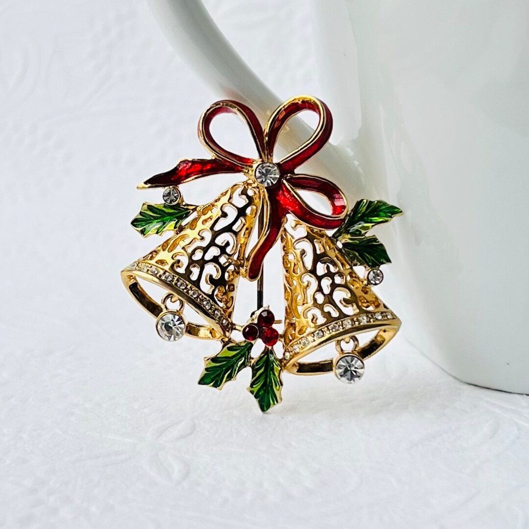 Vintage Christmas Bells Brooch - Etsy