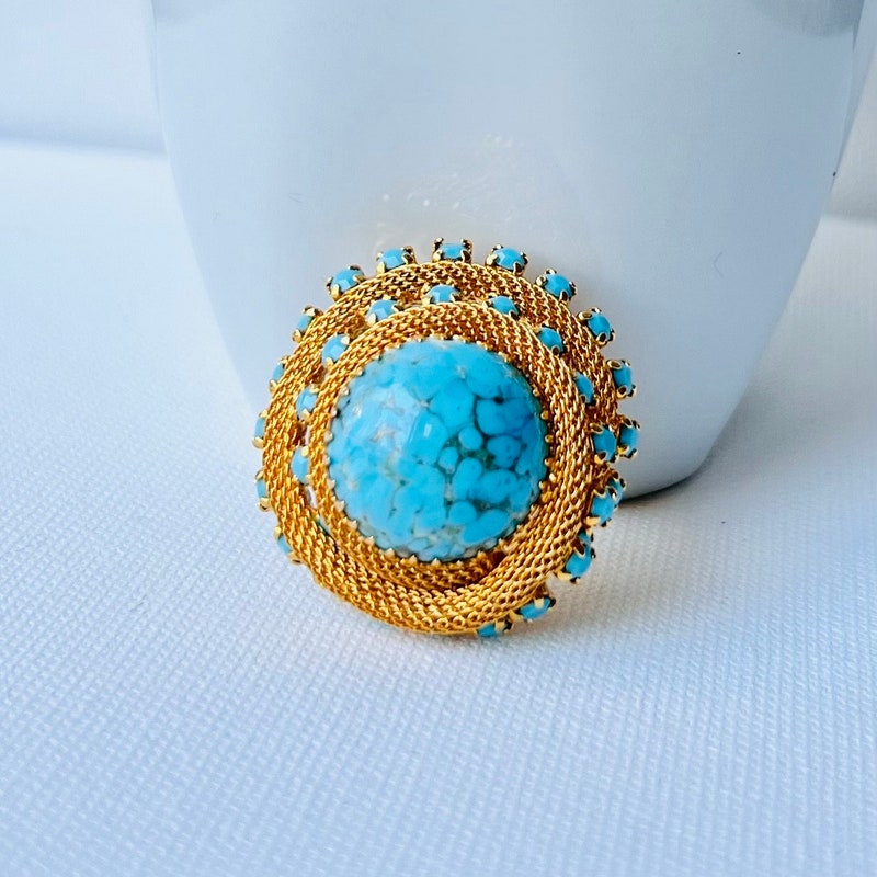 Turquoise Brooch - Etsy