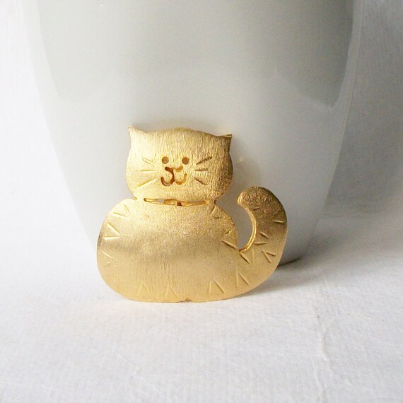 Vintage cat pin brooch - Gem