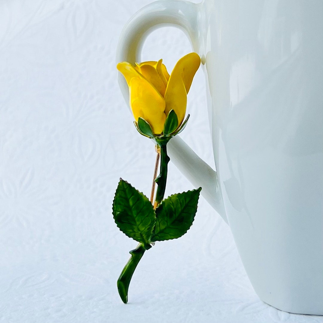 Vintage Yellow Rose Brooch 1960 Flower Power Pin - Etsy