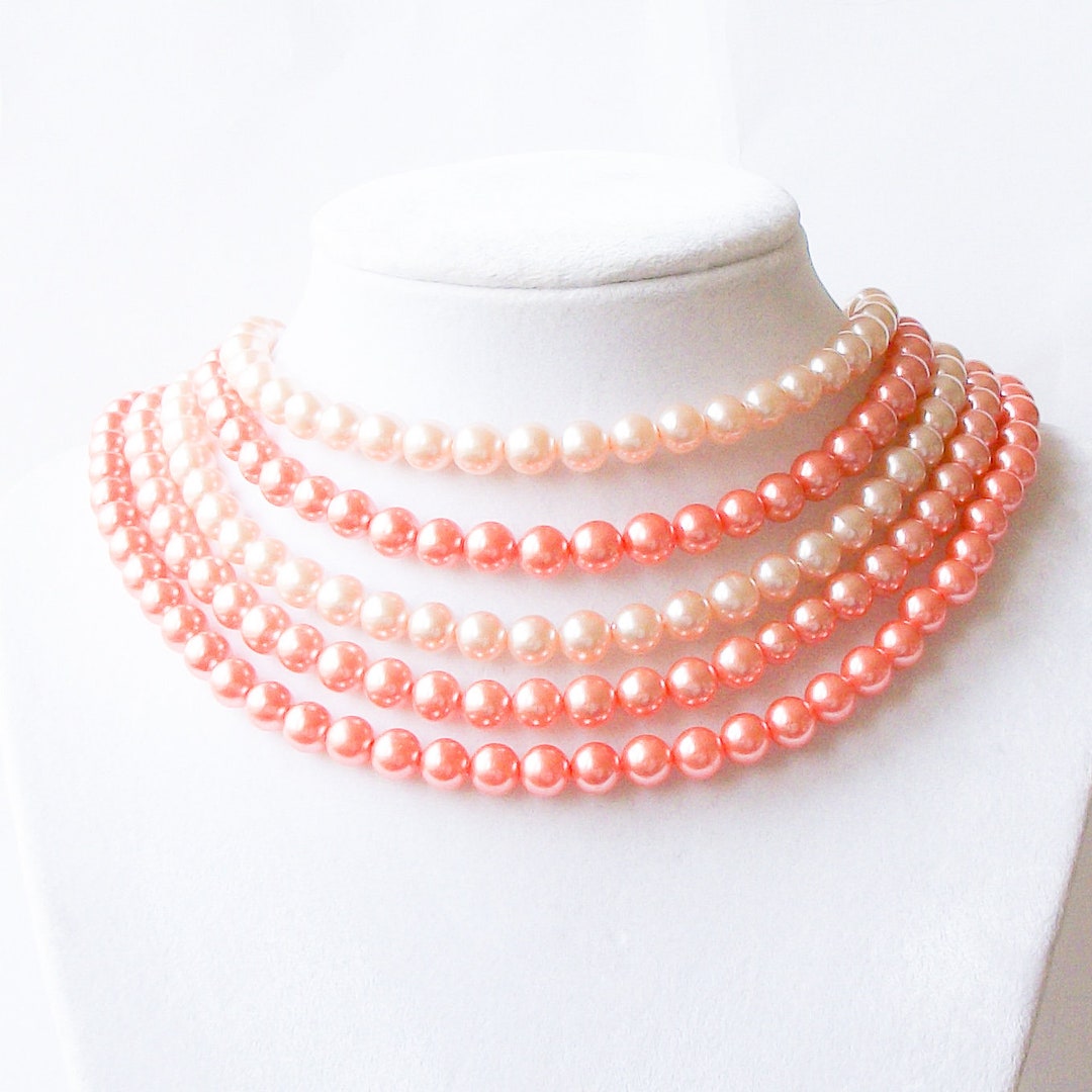 Collar naranja vintage Collar vintage de cinco hilos - Etsy España