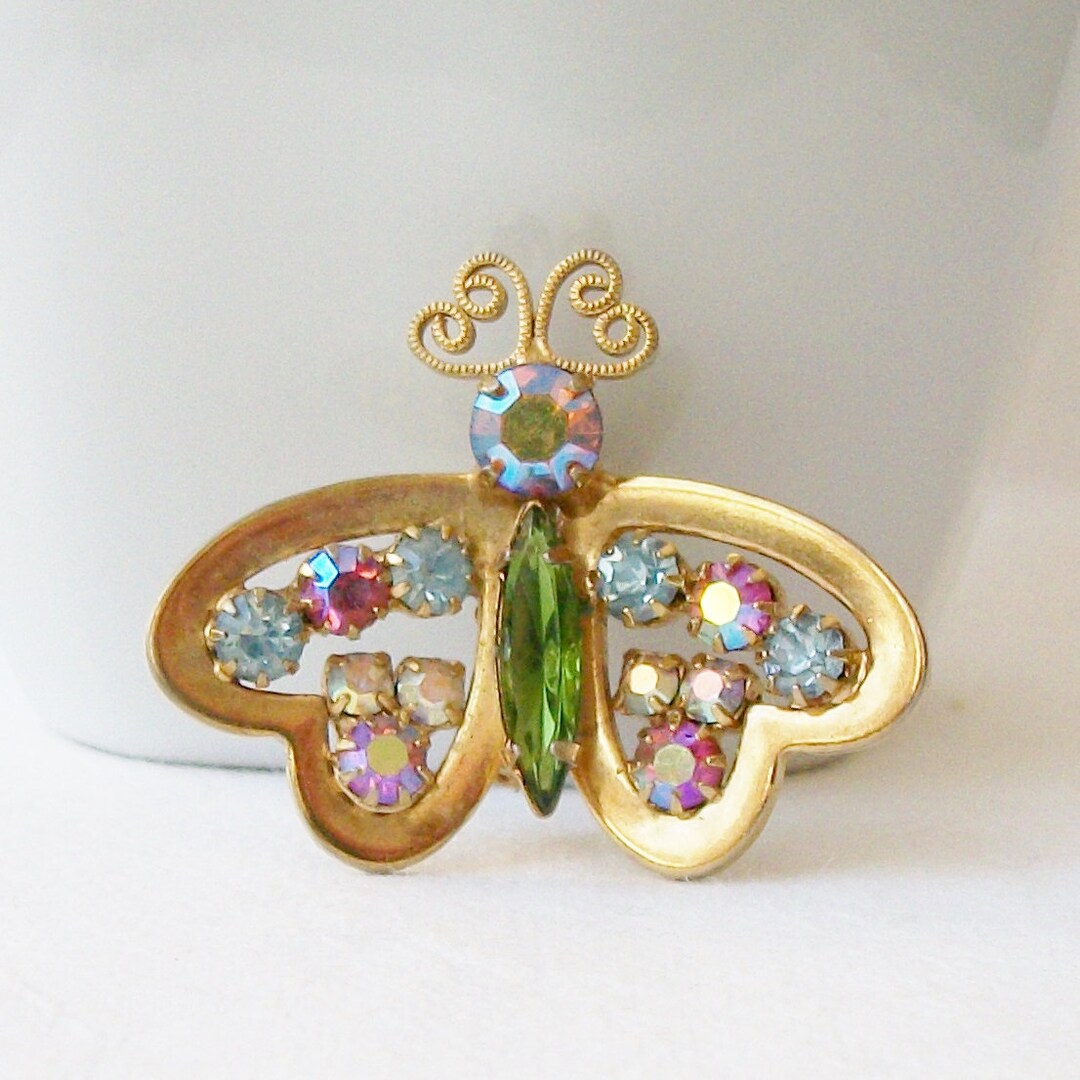 Vintage Crystal Butterfly Brooch, Vintage Butterfly Jewelry, Butterfly ...