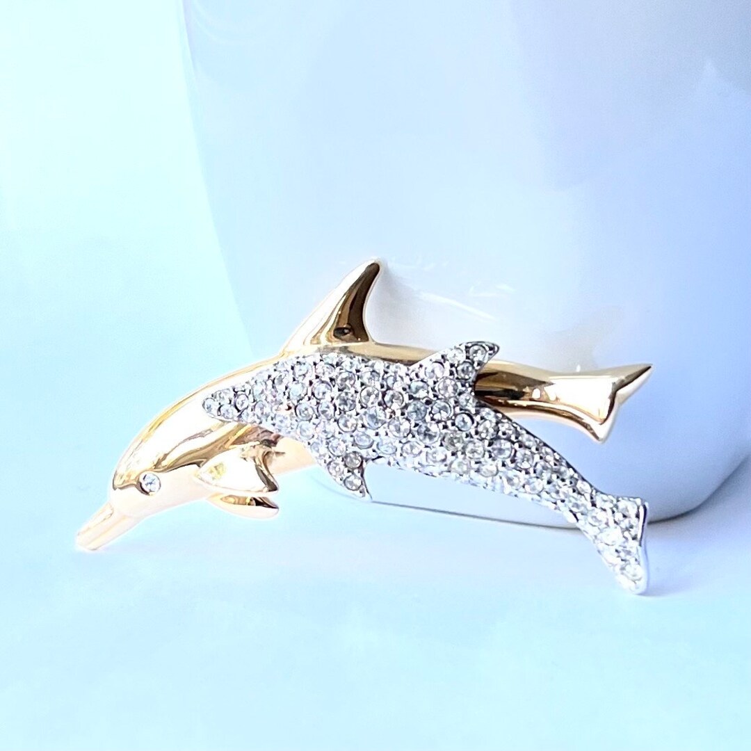 Vintage Crystal Dolphin Brooch by Swarovski - Etsy