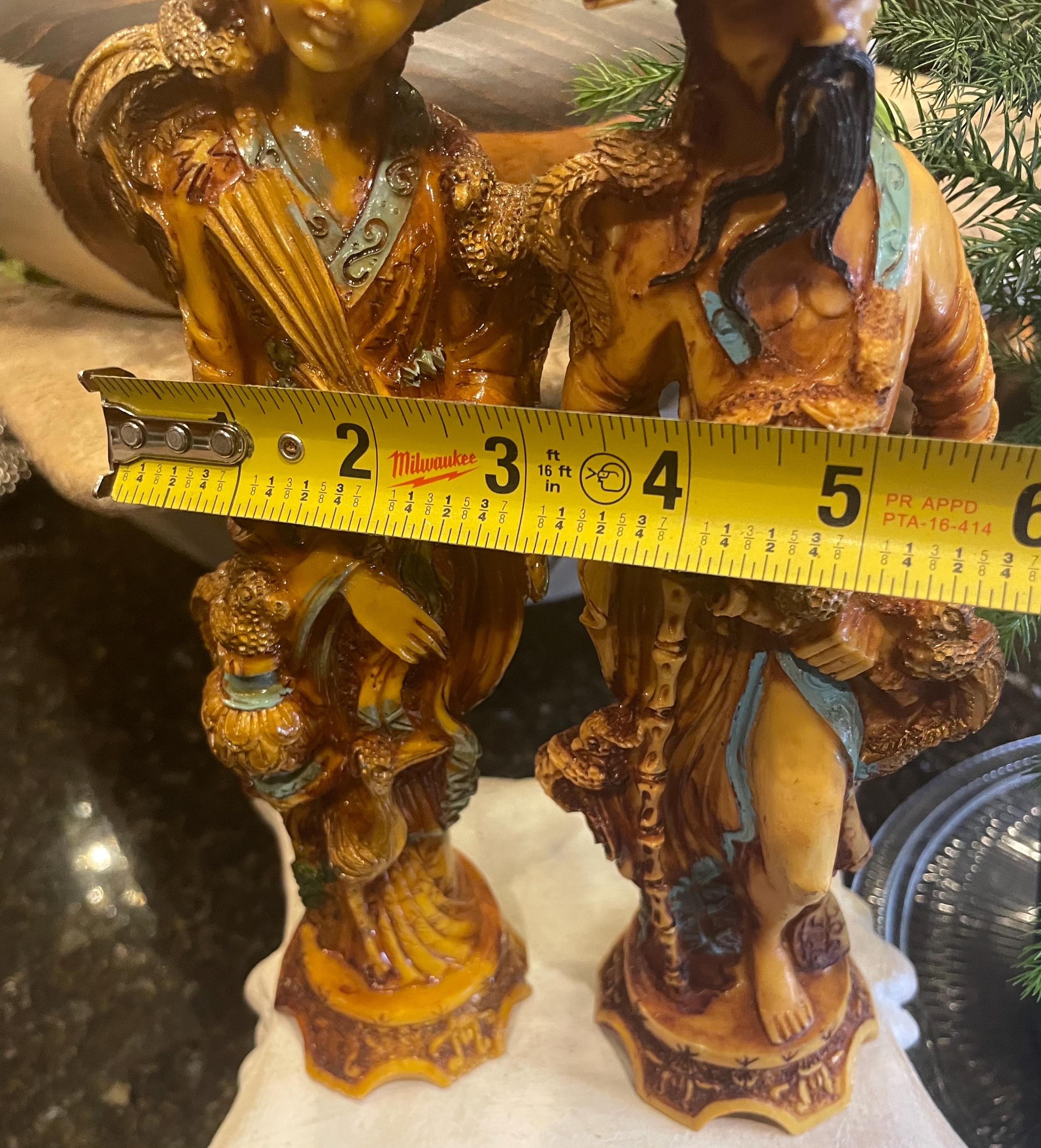 Vintage Italian Chinoiserie Japanese Depiction of Warrior & Geisha Hand ...