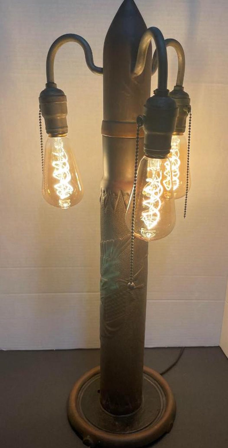 Vintage Table Lamp Trench Art WW1 Brass 3 Light Rare - Etsy