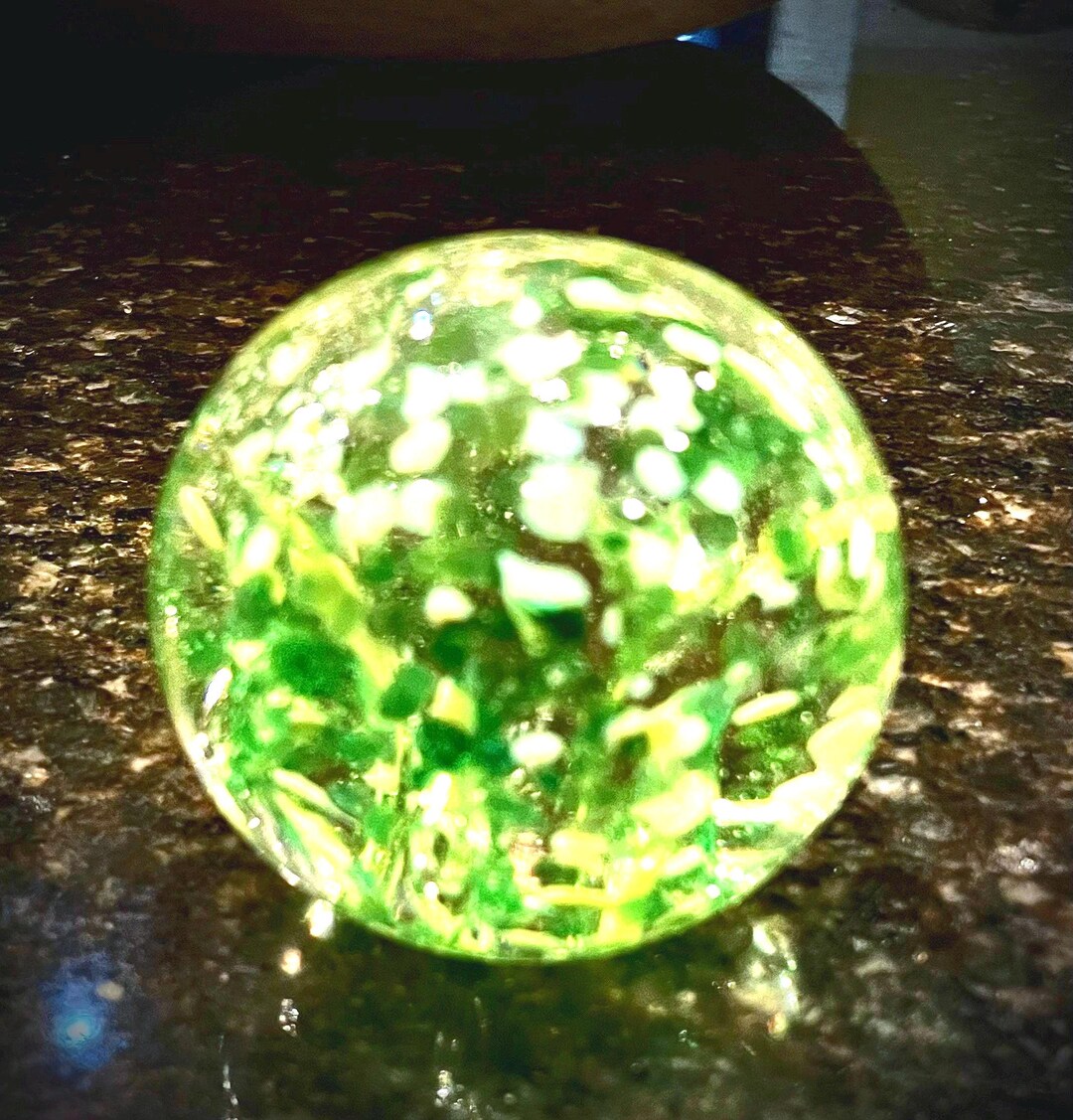 Paperweight Art Glass Crystal Green White Unique Irredescent Multicolor ...