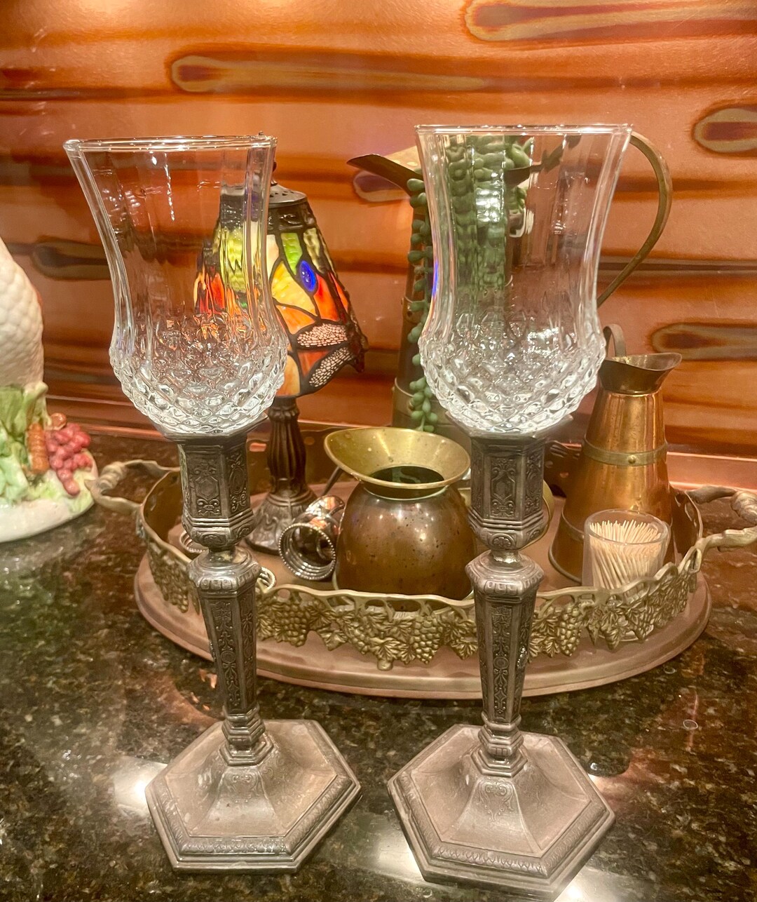 Vintage French Crystal Votive Insert Peg Cut Glass Flared Ribbed Candle ...