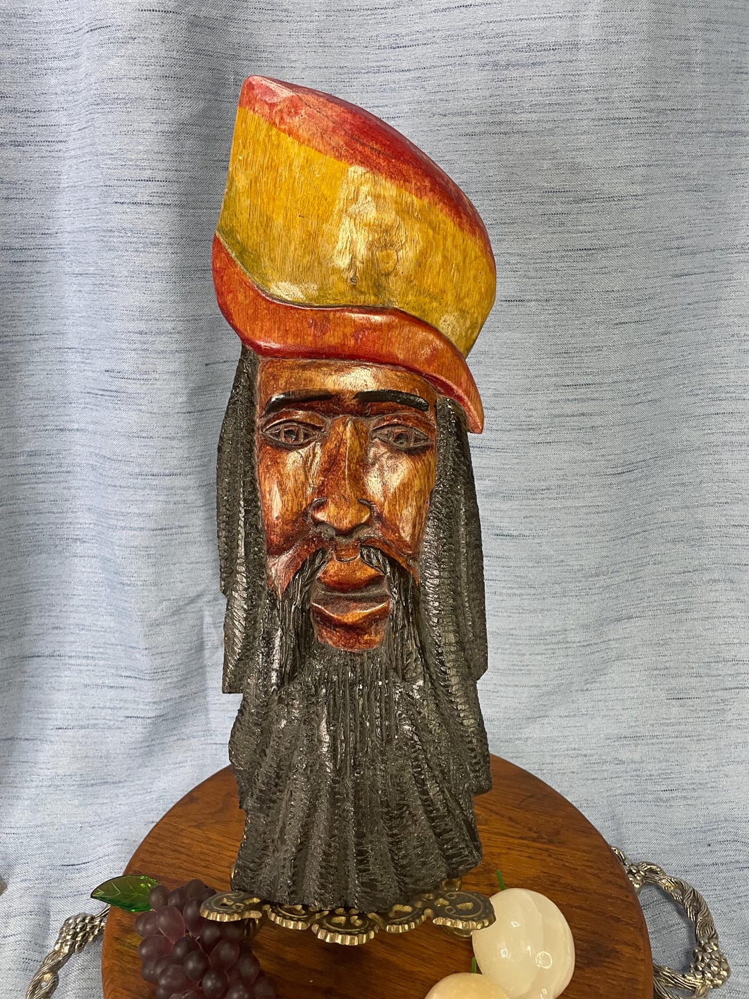 Jamaican Hand Carved Rastafarian Wooden Art Work Hand Painted Tall 18 ...