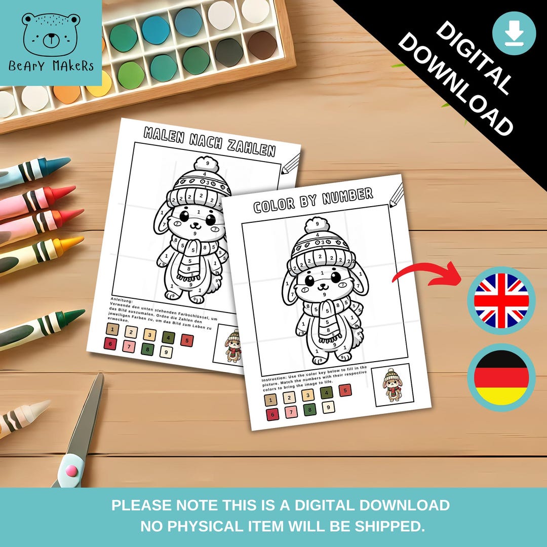 Printable Bunny Color by Number for Relaxation Art Therapy, Stress ...