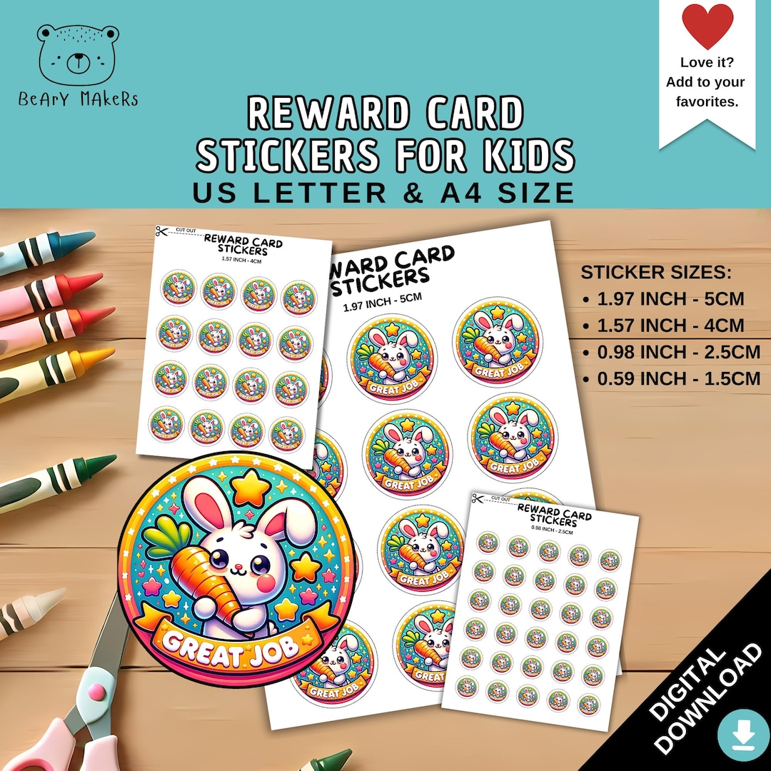 Printable Reward Stickers for Kids | Behavior & Chore Chart Stickers ...