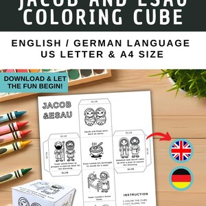 Jacob and Esau Cube Craft, Bible Activity for Kids Printable Sunday ...