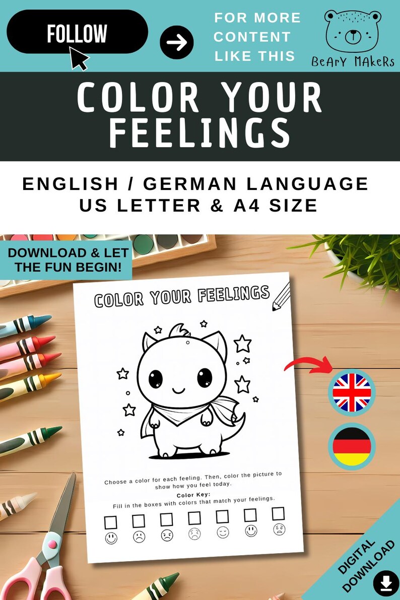 Feelings & Emotions Coloring Page Therapy Worksheet for Kids Adults Art ...