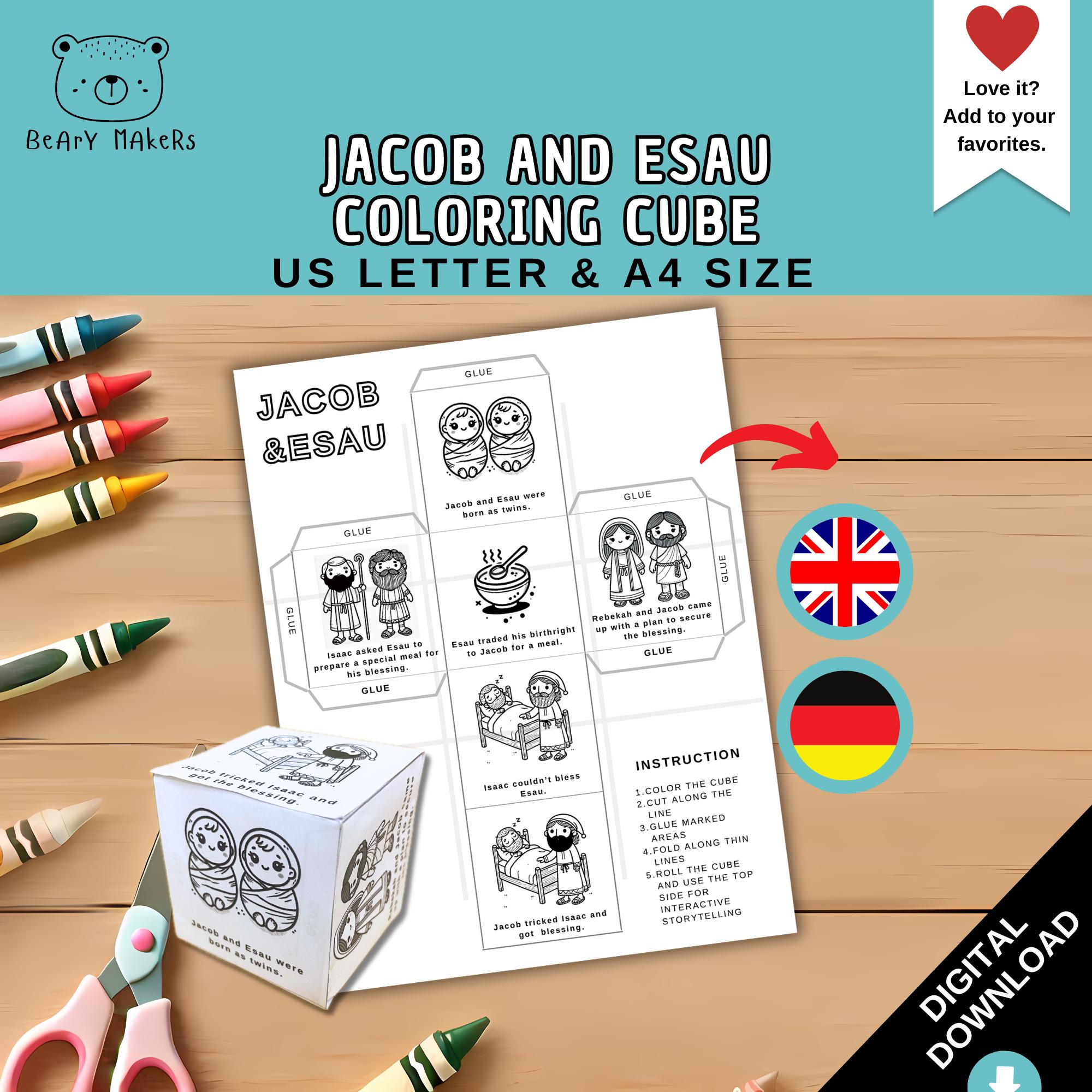 Jacob and Esau Cube Craft, Bible Activity for Kids Printable Sunday ...