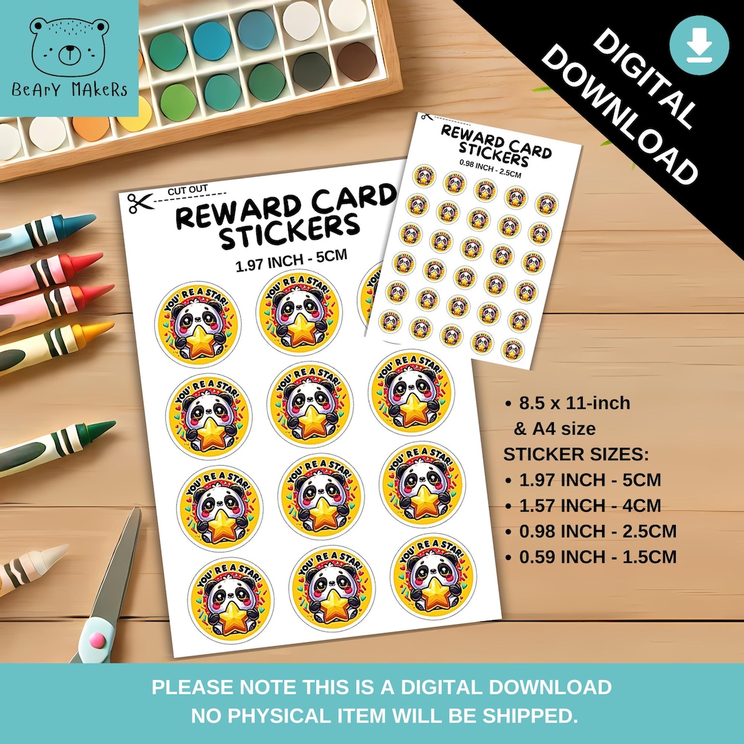 Kids Reward Chart Stickers Printable Behavior Chart Teacher Stickers ...