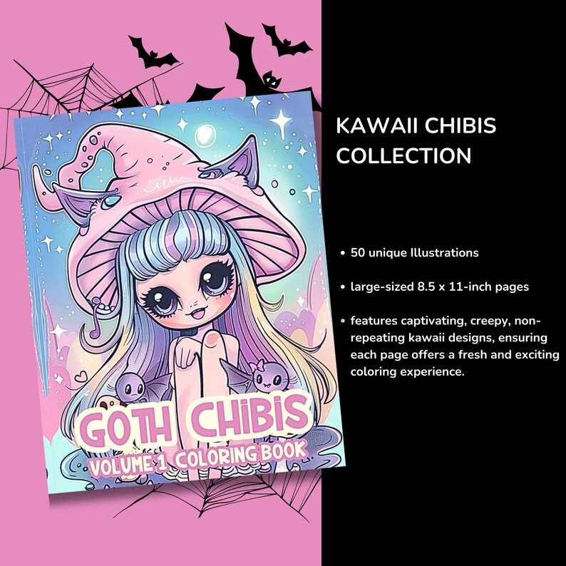 50 Kawaii Chibis Coloring Book Unique Illustrations Digital Download ...