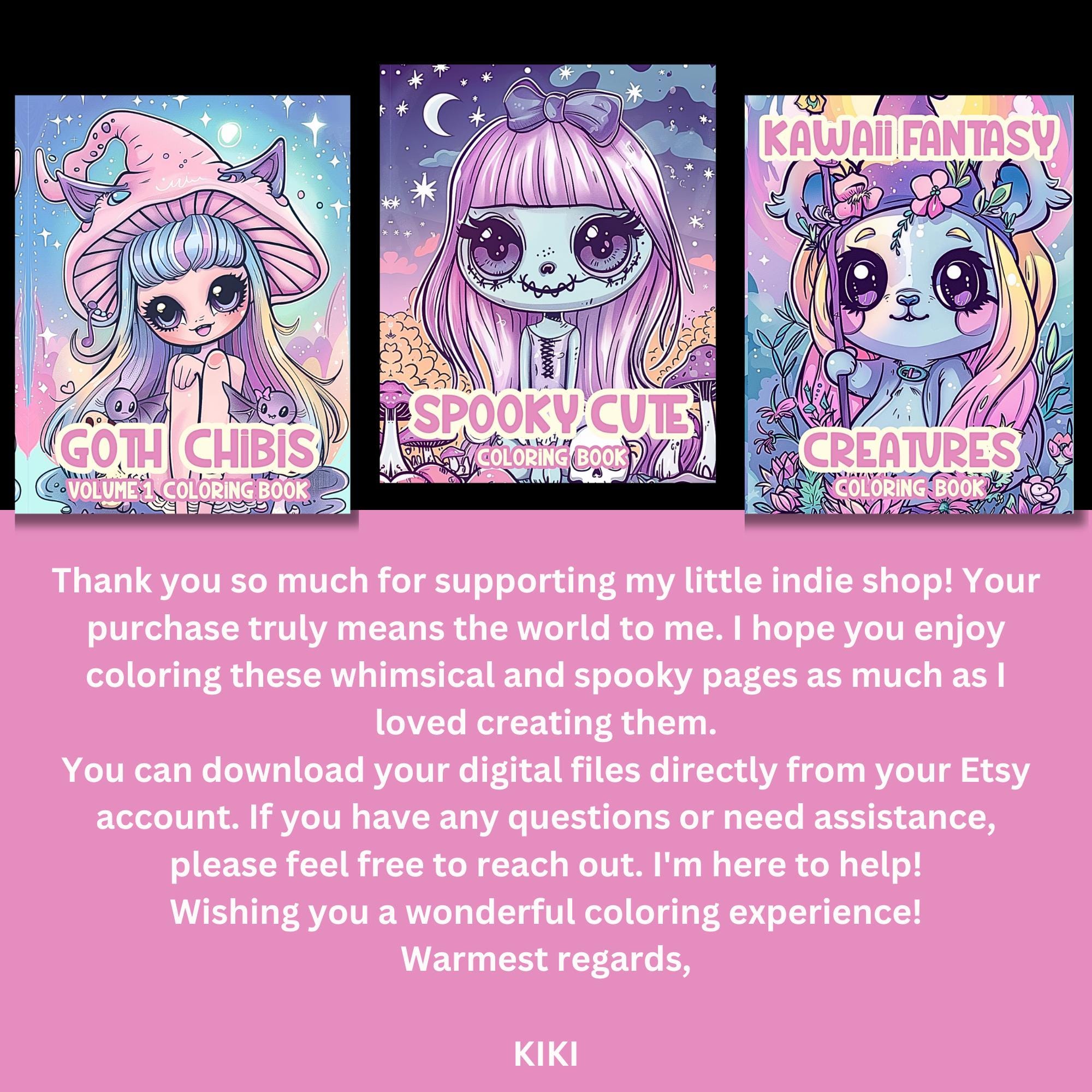 Creepy Cute Coloring Book 10 Unique Illustrations Digital Download PDF ...
