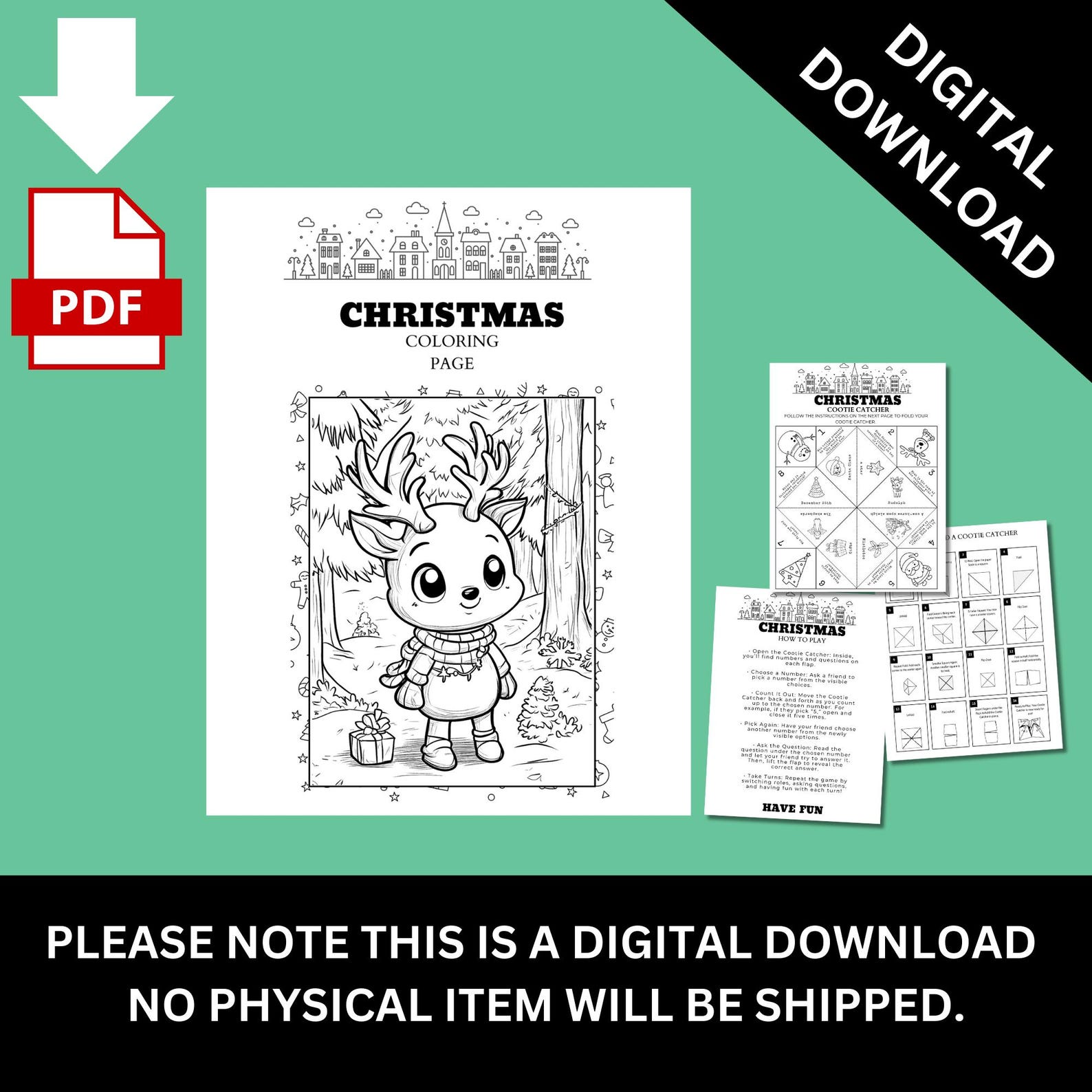 Christmas Chatterbox Cootie Catcher Christmas Fortune Teller Origami ...