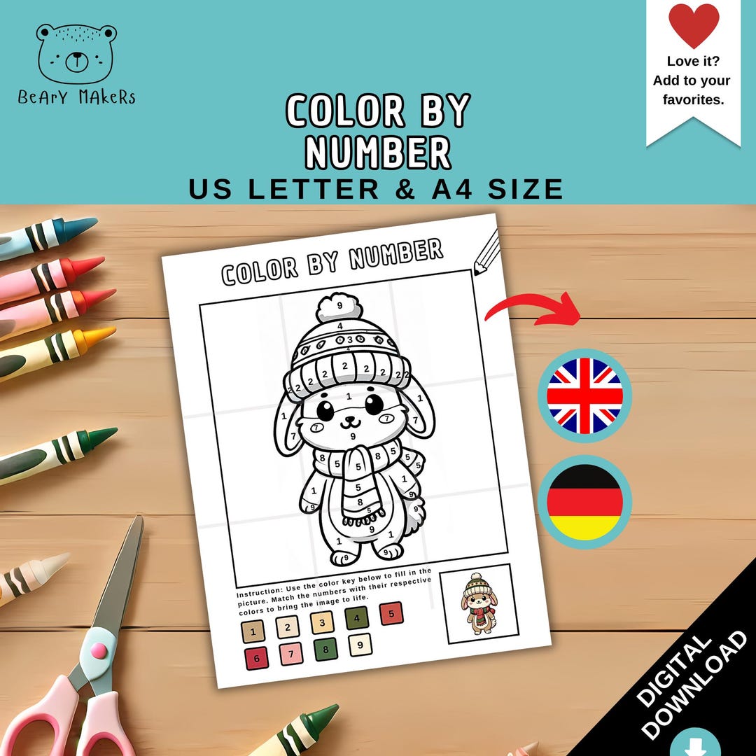Printable Bunny Color by Number Coloring Page for Relaxation ...