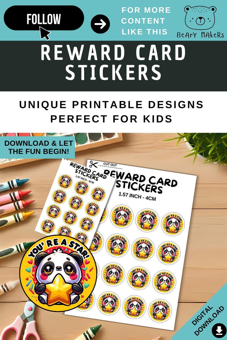 Kids Reward Chart Stickers Printable Behavior Chart Teacher Stickers ...