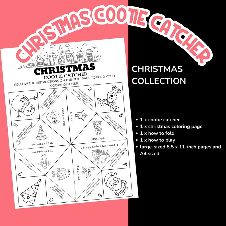 Christmas Chatterbox Cootie Catcher Christmas Fortune Teller Origami ...
