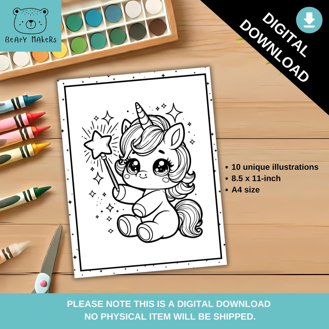 Magical Unicorn Coloring Book for Kids - Printable Girls Coloring Pages ...