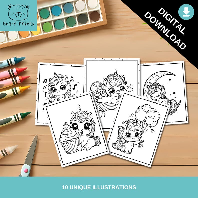 Magical Unicorn Coloring Book for Kids Printable Girls Coloring Pages ...