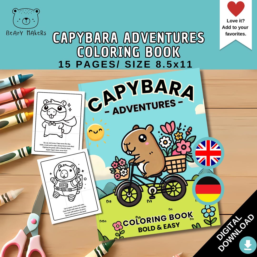 Cute Kawaii Capybara Coloring Book for Kids – Whimsical, Fun, and ...