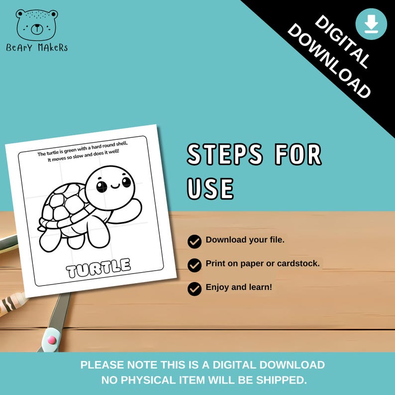 Turtle Animals Coloring Pages Kids Printable Coloring Book Fun Toddler ...