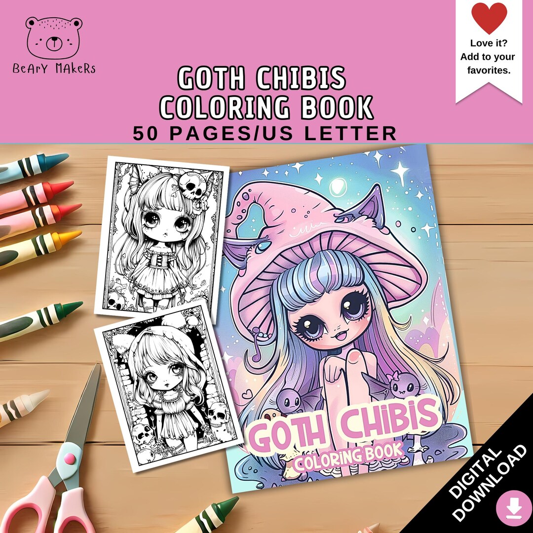 50 Kawaii Chibis Coloring Book Unique Illustrations Digital Download ...