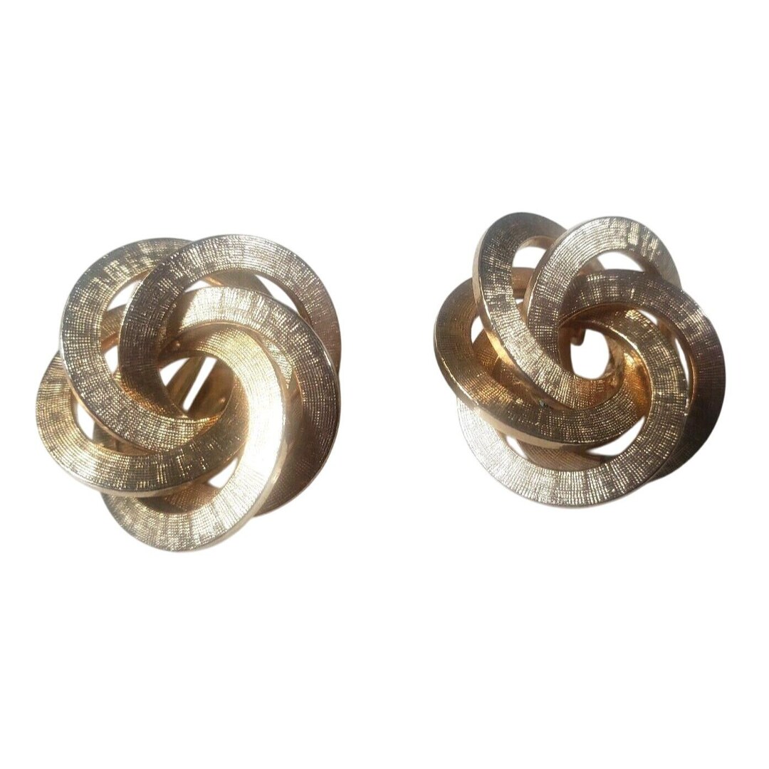 Kramer Gold Tone Knot Earrings Clip on Cluster Vintage - Etsy