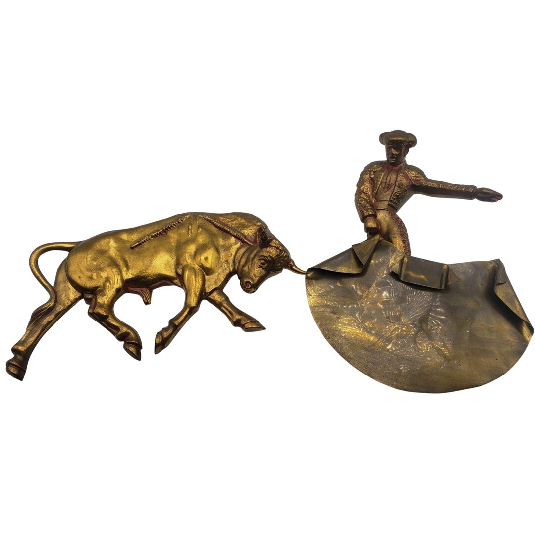 Brass Bull Matador Wall Décor Bas Relief Spanish Bullfighter MCM ...