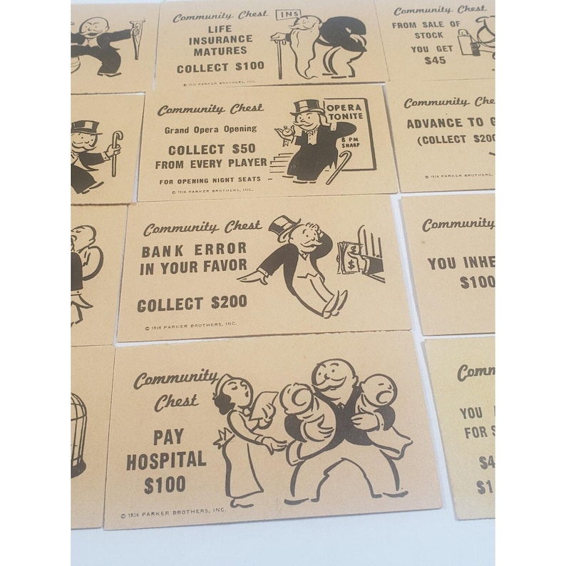 Monopoly Game Set Community Chest Cards 16 Lot Craft Vintage - Etsy