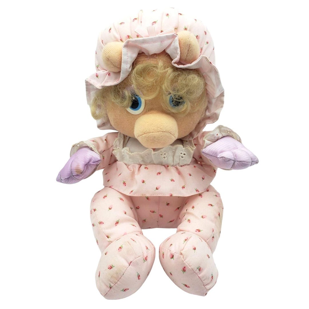 Muppet Babies Miss Piggy Plush Doll Hasbro 12 Inch Pink Pajamas Vintage ...