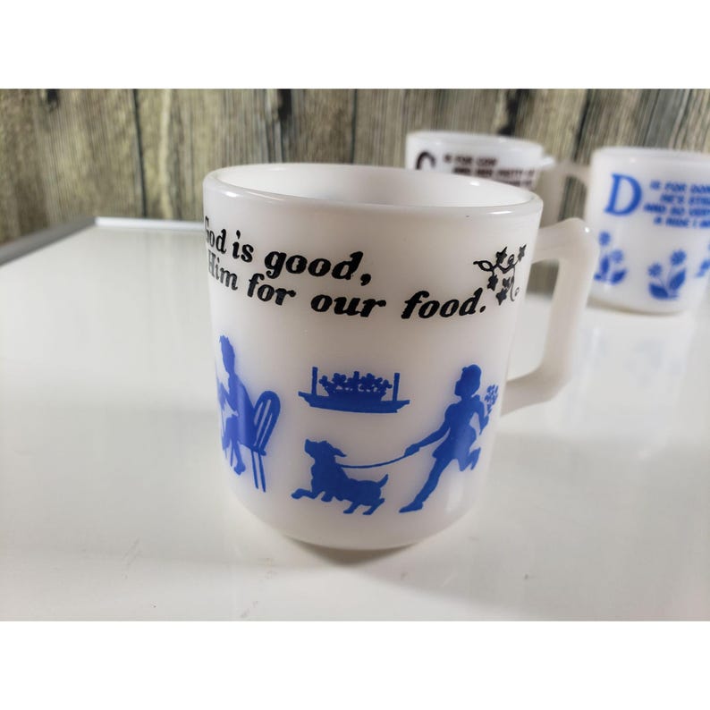 Hazel Atlas Alphabet Childs Mug Milk Glass Set of 3 Letters G C D ...
