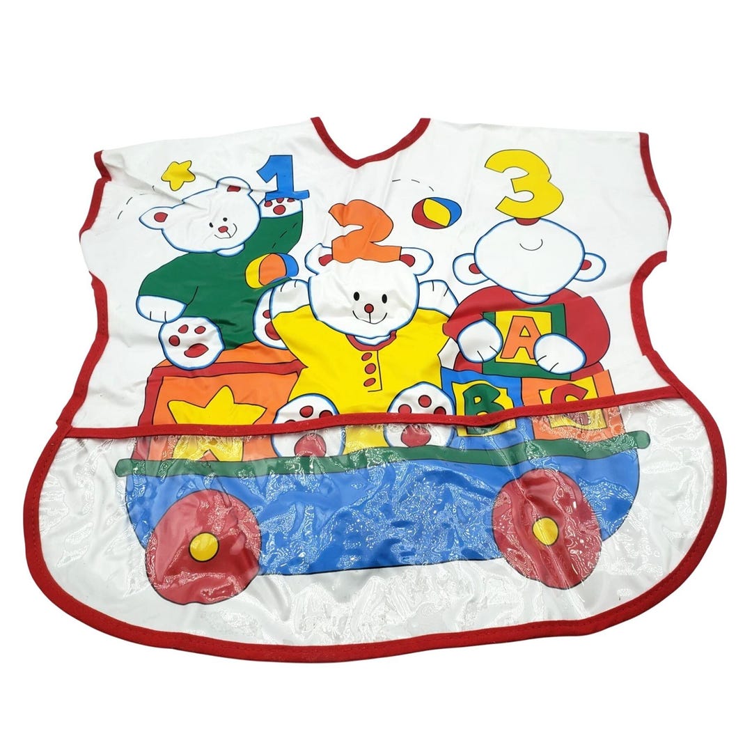 Vintage Childrens Feeder Bib Art Smock Teddy Bears ABC Numbers - Etsy