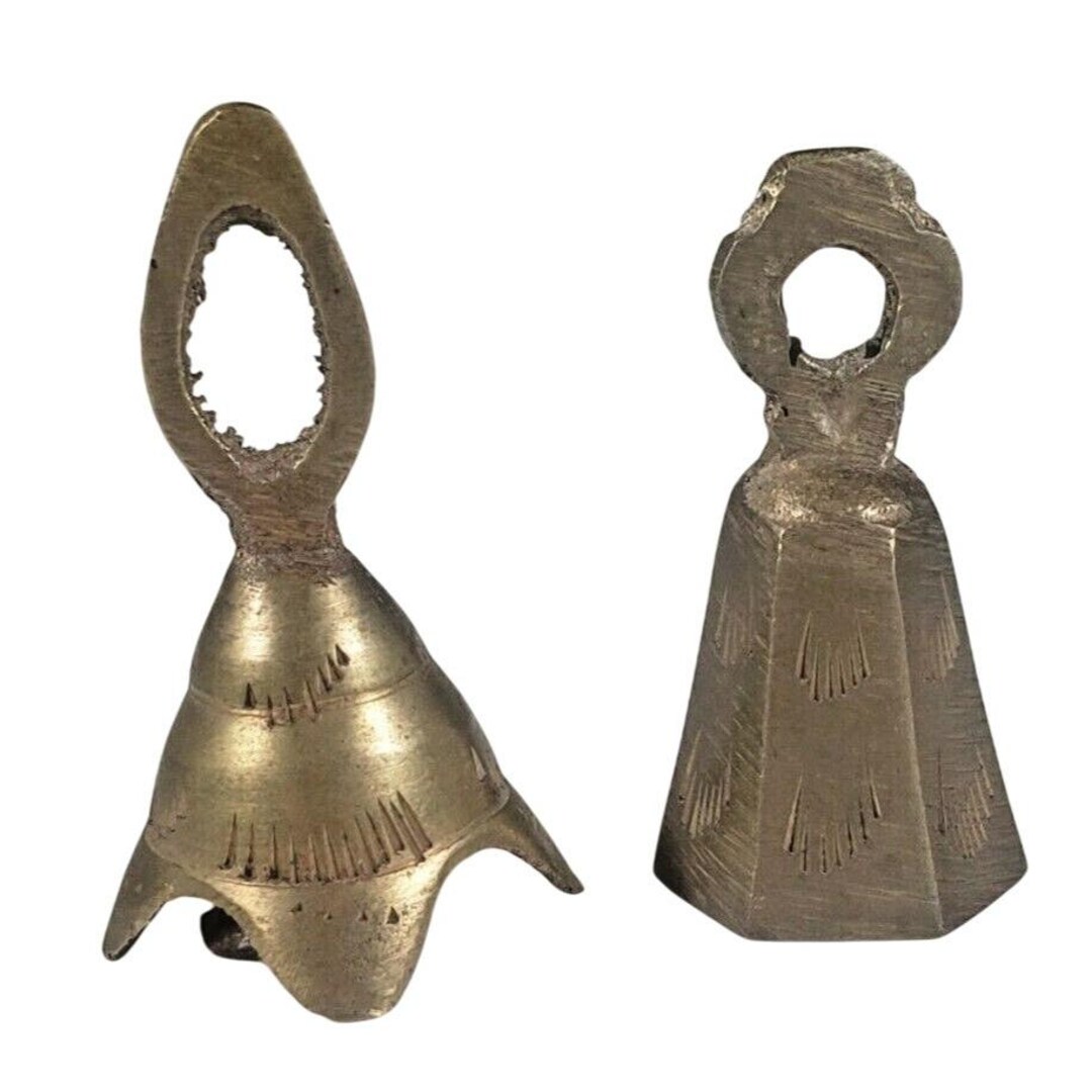 Miniature Etched Brass Bells India Vintage Set of 2 - Etsy