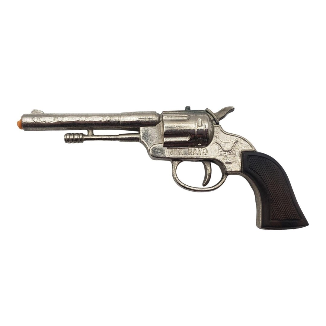 Mini Rayo Toy Cap Gun Western Cowboy Engraving Faux Wood Handle Vintage ...