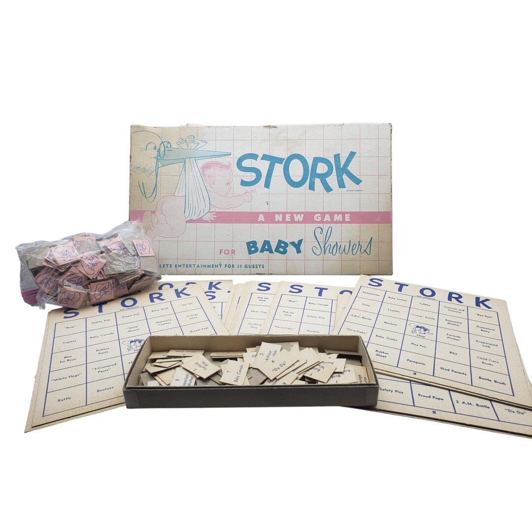 Stork Baby Shower Party Game for 20 Guests Complete Set Vintage - Etsy