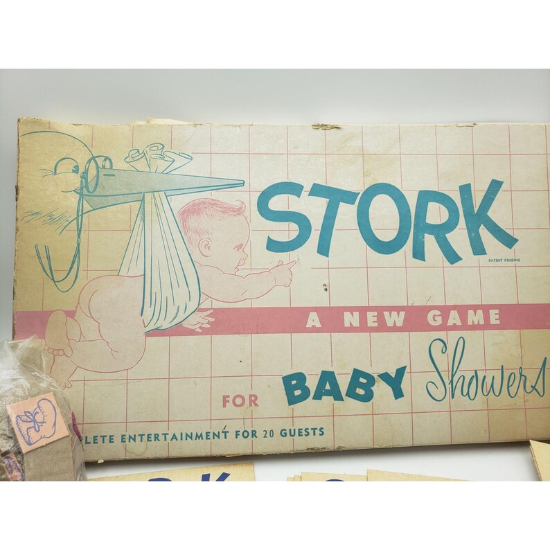 Stork Baby Shower Party Game for 20 Guests Complete Set Vintage - Etsy