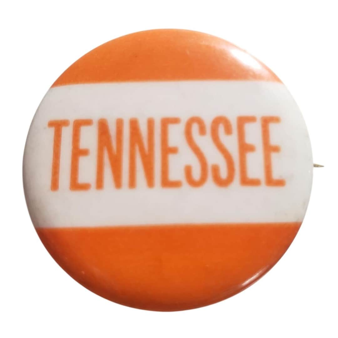 TENNESSEE Pin Orange & White Pinback Button Volunteers Vols Football ...